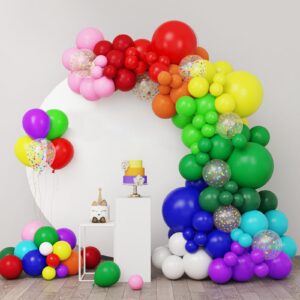 rubfac 138pcs balloons assorted colors different sizes, rainbow balloon arch kit 18 12 10 5 inch for colorful party balloons birthday party baby shower decoration