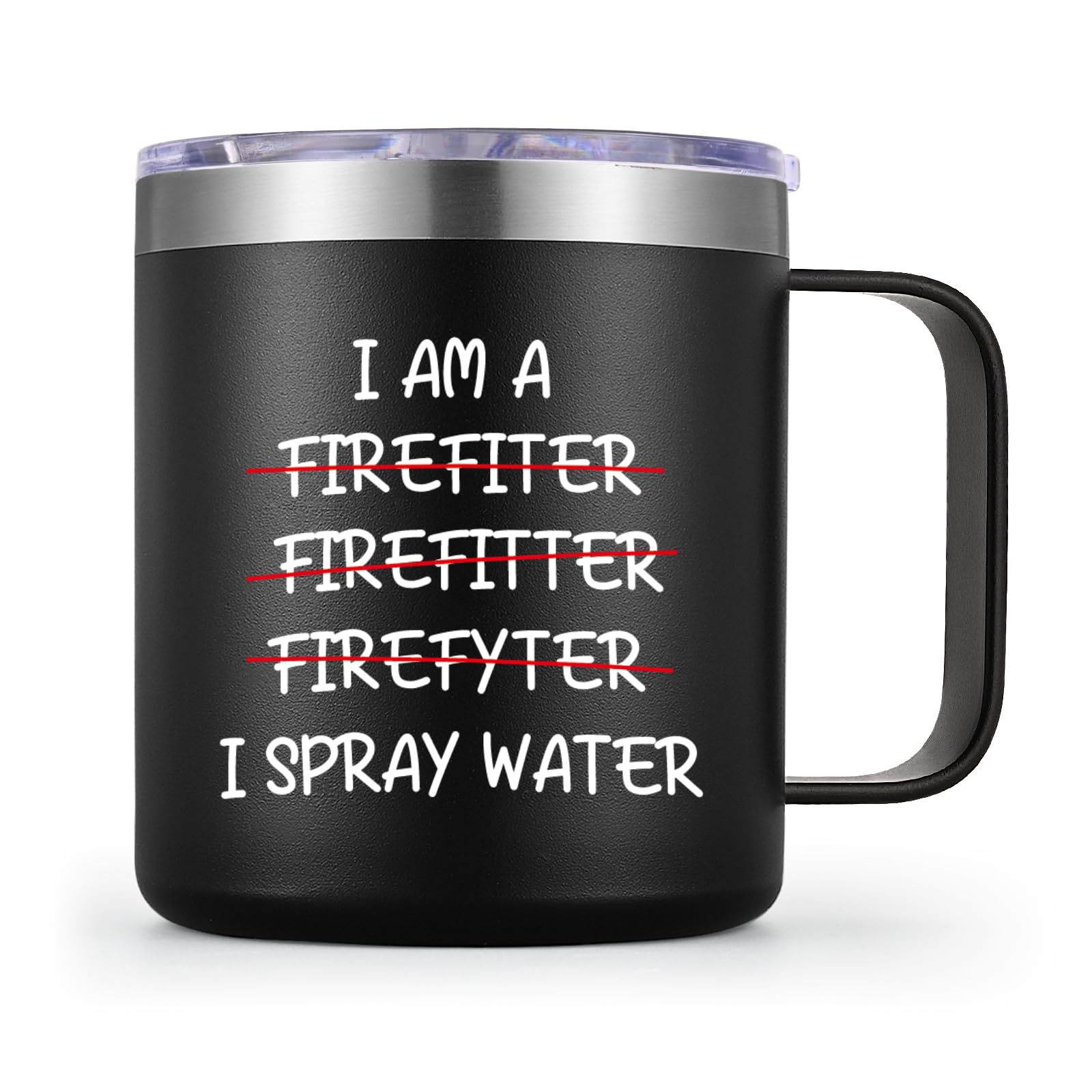 LiqCool Firefighter Gifts for Men, I'm A Firefiter I Spray Water Insulated Coffee Mug, Cool Gifts for Firefighters Son Husband Friend, Christmas Fireman Gifts, Funny Coffee Mug for Men, 12 Oz Black