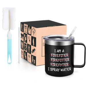 LiqCool Firefighter Gifts for Men, I'm A Firefiter I Spray Water Insulated Coffee Mug, Cool Gifts for Firefighters Son Husband Friend, Christmas Fireman Gifts, Funny Coffee Mug for Men, 12 Oz Black