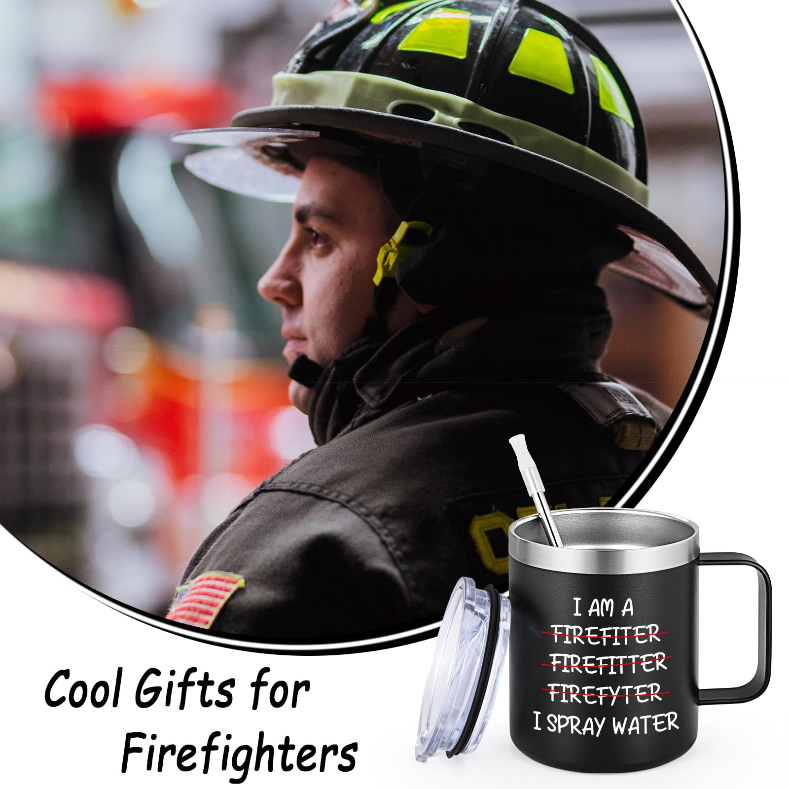 LiqCool Firefighter Gifts for Men, I'm A Firefiter I Spray Water Insulated Coffee Mug, Cool Gifts for Firefighters Son Husband Friend, Christmas Fireman Gifts, Funny Coffee Mug for Men, 12 Oz Black