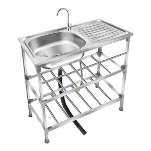 karfer utility sink, free standing single bowl commercial restaurant kitchen sink with storage shelve and workbench for garage restaurant kitchen laundry room