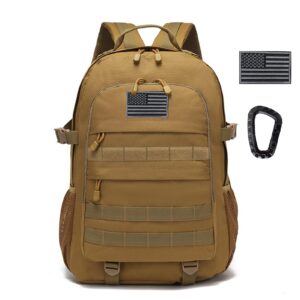 aocmpxs military tactical backpack, 30l hiking daypack water-resistant 3 day assault backpacks molle army pack(tan)