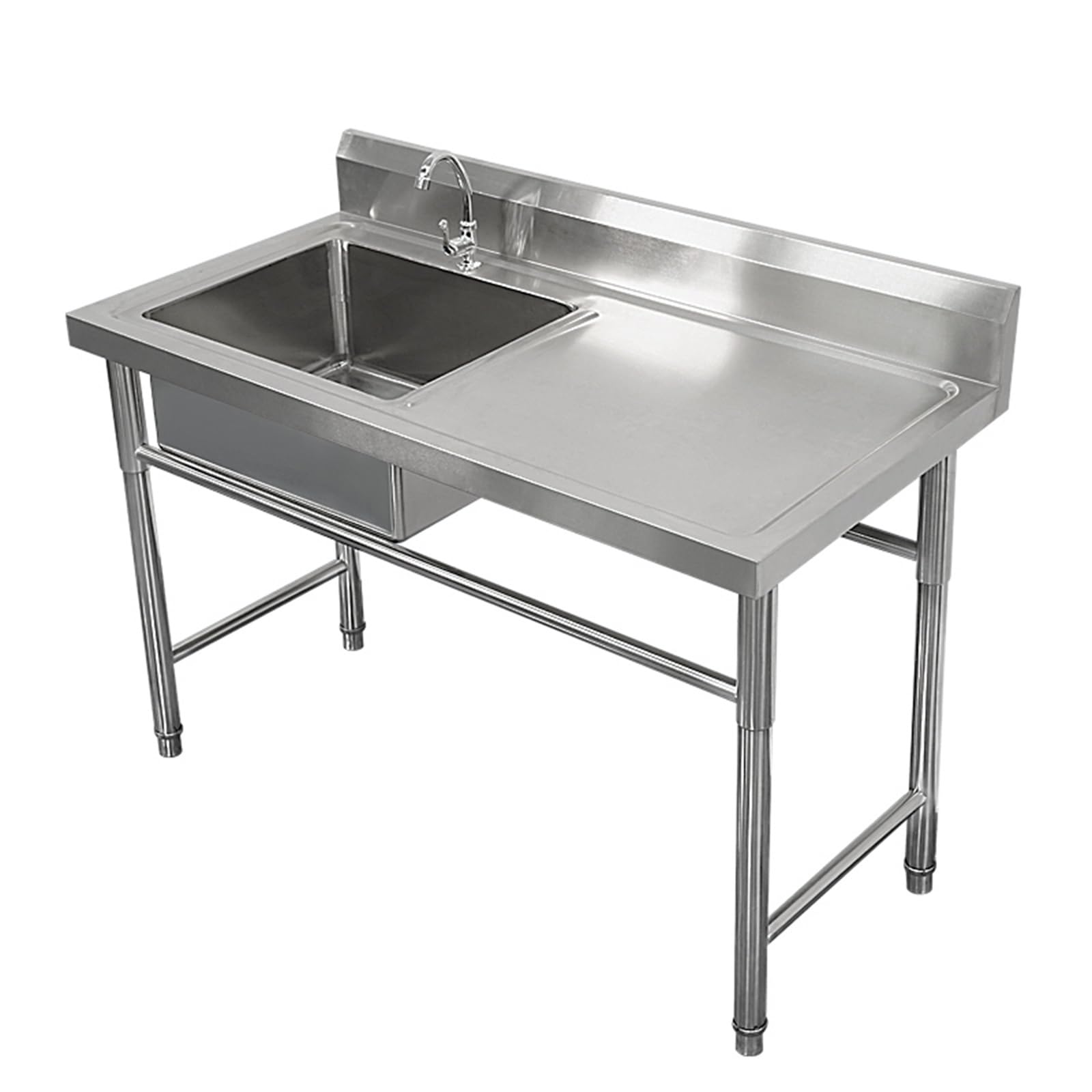 KARFER Kitchen Sinks, Commercial Stainless-Steel Single Bowl Restaurant Kitchen Sink, Free Standing Utility Sink for Restaurant, Kitchen, Laundry Room, Garage (Size : Left Sink)