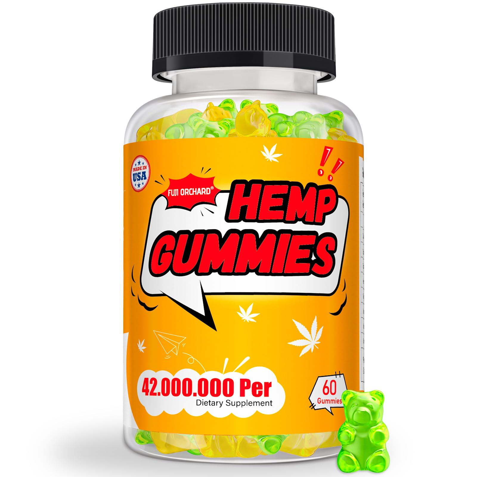 FUJI ORCHARD 42000mg Hemp Gummies High Potency - Hemp Gummies for Deep Bedtimes & Relaxation - Natural Hemp Oil Gummy for Adults - Made in USA - Gluten Free & Vegan - 60 Count