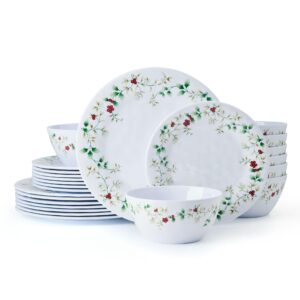 pfaltzgraff winterberry 24 piece outdoor melamine dinnerware set, service for 8