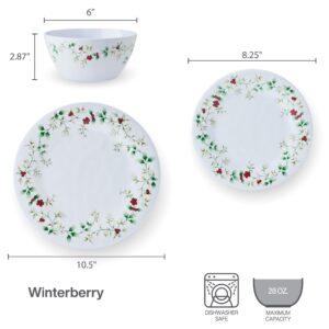 Pfaltzgraff Winterberry 24 Piece Outdoor Melamine Dinnerware Set, Service for 8