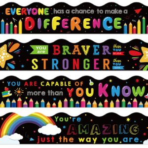 anydesign 69ft inspirational quote bulletin board borders growth mindset motivational board borders stickers scalloped borders trim for school classroom chalkboard office wall party decor,60pcs