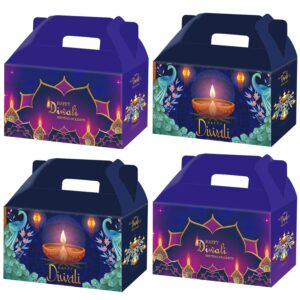 16 pcs happy diwali treat boxes party favors diwali gift boxes indian deepavali festival of lights goodie gable boxes decoration for diwali party supplies