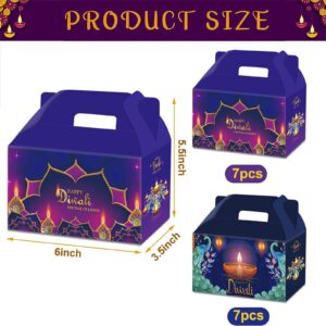 16 Pcs Happy Diwali Treat Boxes Party Favors Diwali Gift Boxes Indian Deepavali Festival of Lights Goodie Gable Boxes Decoration for Diwali Party Supplies