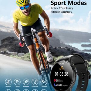 Kumi Smart Watch for Men Women, 1.39" Smartwatch for Android & iOS, Answer/Make Call, Voice Assistant, IP68 Waterproof Fitness Activity Tracker, 100+ Sport Modes, Heart Rate and Sleep Monitor, Black