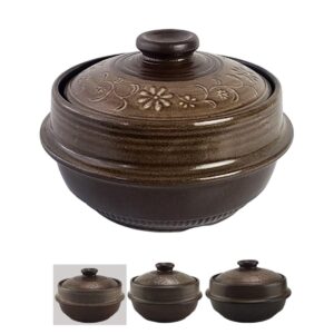 balwoo korean pot mud earthenware ttukbaegi, natural mud glaze ceramic clay cooking pot casserole, heat resistant ceramic earthen pot, zero-crack stone bowl stockpot soup cookware, pottery bowl