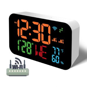 jxjhovv alarm clocks for bedrooms,digital clock, alarm clock with temperature humidity,calendar,week,accurate time,snooze,12/24 h,small digital clock,office decor,4 level of brightness, orange