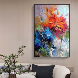 oil painting on canvas wall art,100% hand painted oil paintings on canva,modern wall art on canvas wedding decor,blooming flower frameless textured artwork large wall art for living room bedroom,70x9