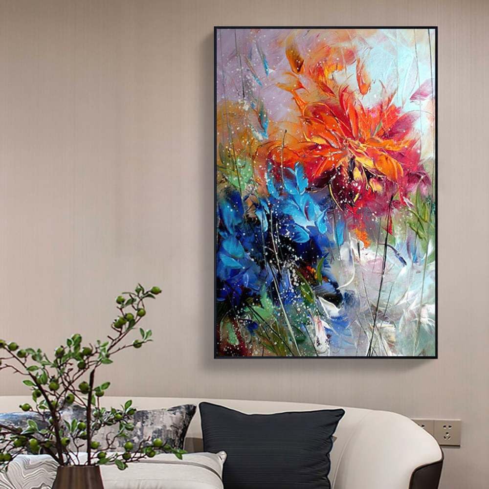 Oil Painting On Canvas Wall Art,100% Hand Painted Oil Paintings On Canva,Modern Wall Art On Canvas Wedding Decor,Blooming Flower Frameless Textured Artwork Large Wall Art For Living Room Bedroom,70X9