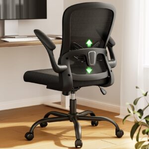 marsail office chair ergonomic-desk chair: mesh back home office chair with adjustable lumbar support, computer desk chair with flip-up armrests swivel home office task chair(black)