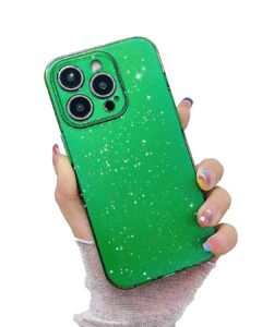 yumupife compatible with iphone 13 pro max case,cute glitter bling for women girls silicone non-slip shockproof soft tpu phone case,for iphone 13 pro max 6.7 inch(malachite green)