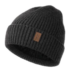 wmcaps warm beanie hats for men women, fleece lined beanie warm winter caps unisex fashion knit cuffed cap (slate gray)