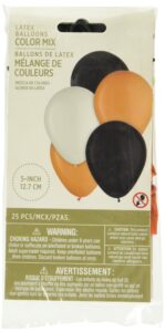 vibrant black, white & orange latex balloons - 5" (25 pieces) | perfect for parties & celebrations