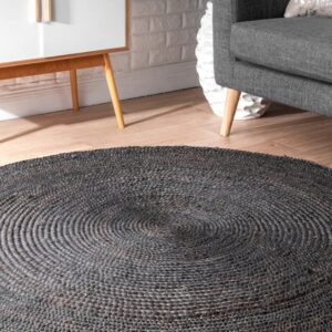 Aizza Trends Jute Carpet for Living Room, Jute Round Floor Mat, Rugs for Living Room, Jute Centre Table Carpet for Home Decore (2 X 2 Feet)