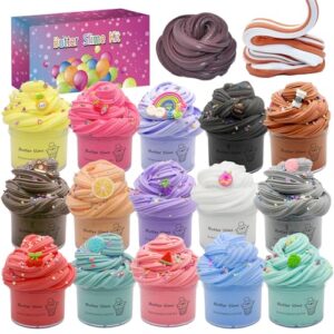 15 pack butter slime kit, with mint slime, watermelon coffee lemon rainbow and cake super soft & non-sticky, birthday gifts for girls boys