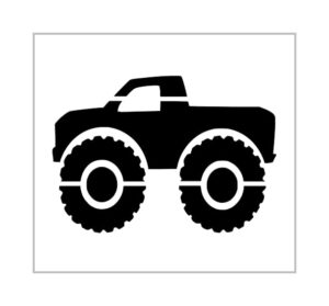 monster truck stencil 4 inch lifted big child toy design reusable sheet for diy craft crafting card making cookie cake airbrushing small miniature min296