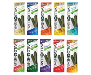 wild hemp - natural hemp wraps - trial pack - 4 wraps per pack – 10 pack – 40 wraps total - russian cream, razzletaz, gelato, honey lemon, island twist, limeade, natural, purpz, sweetz, tropical buzz