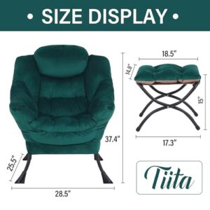 Tiita Lazy Chair with Ottoman, Modern Large Accent Lounge Chair, Leisure Sofa Armchair with Ottoman, Reading Chair with Footrest for Bedroom, Living Room, Dorm Rooms, Garden and Courtyard