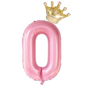 40 Inch Light Pink Number 30 Balloons With Crown, 30th Birthday Balloons for Women, 30th Birthday Decorations, Wedding Anniversar Celebration Decoration Balloons. (Light pink)