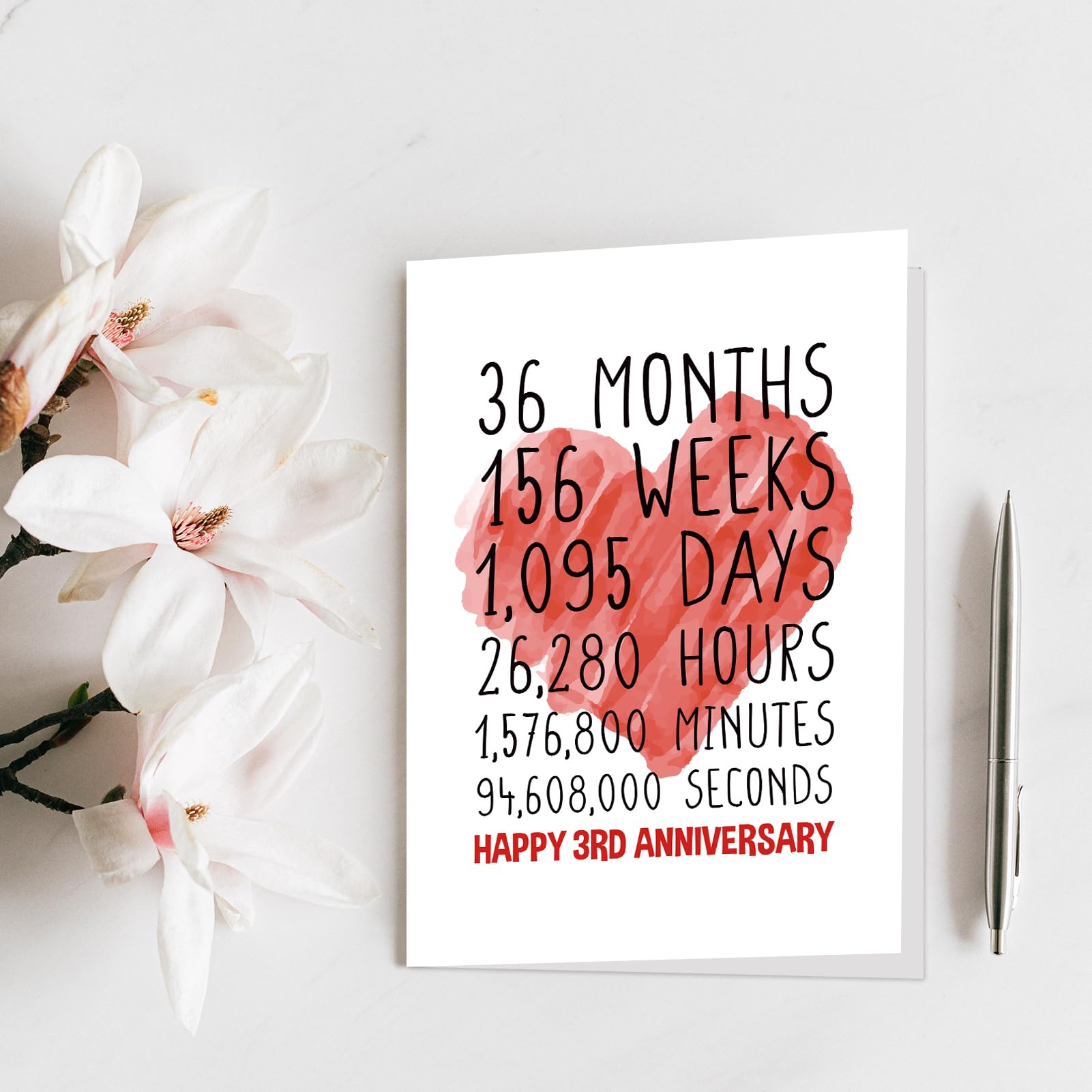 Qiliji Happy 3rd Anniversary Card for Him Her, Third Wedding Anniversary Card for Husband Wife, Funny 3 Year Together Anniversary Greeting Card