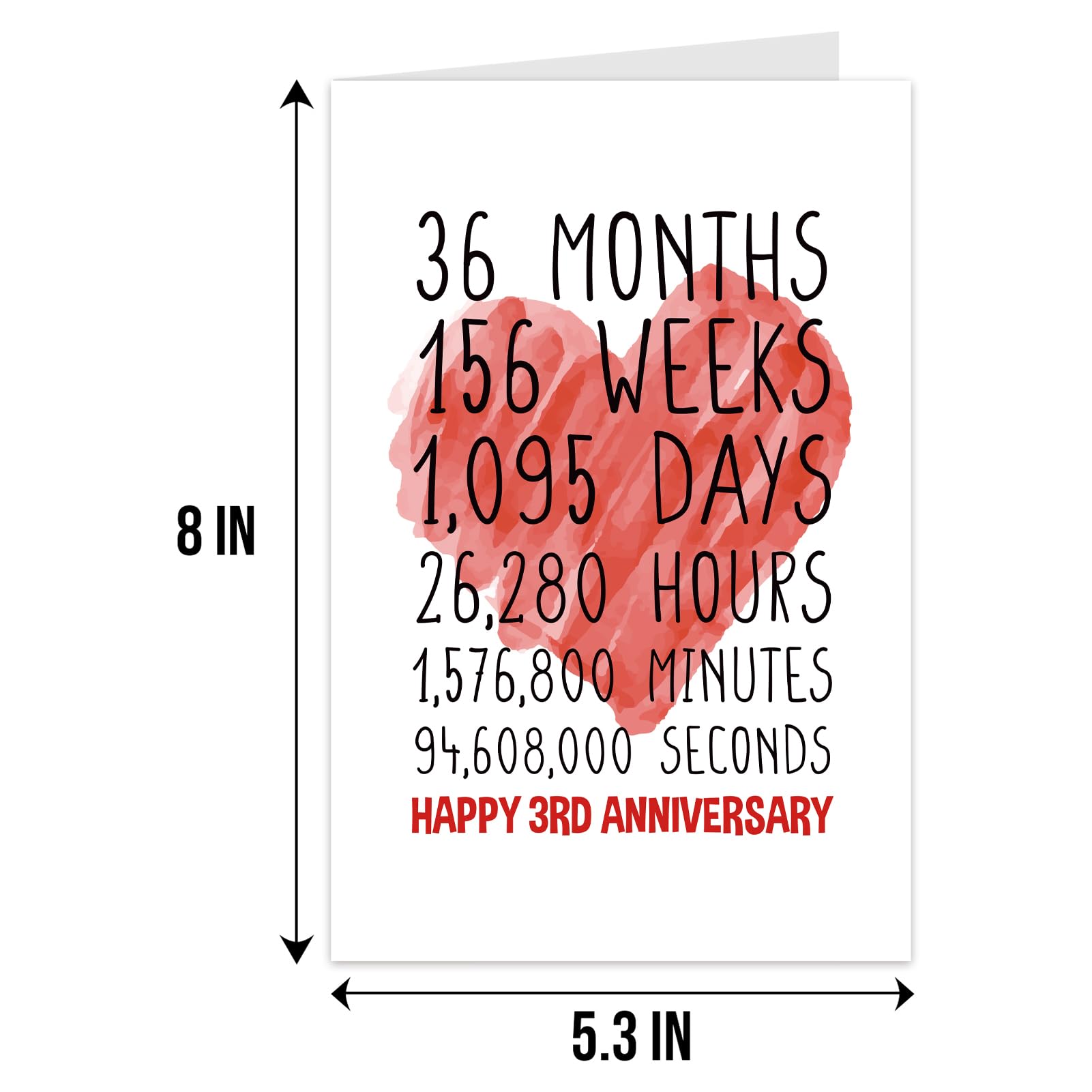 Qiliji Happy 3rd Anniversary Card for Him Her, Third Wedding Anniversary Card for Husband Wife, Funny 3 Year Together Anniversary Greeting Card