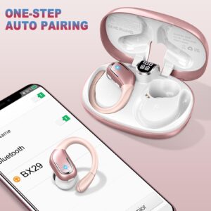 Wireless Earbud, Sport Wireless Bluetooth 5.3 Earbud with HiFi Stereo, 75H Wireless Headphones with Noise Cancelling Mic, IP7 Waterproof Bluetooth Headphones, LED Display, Button Control, Rose Gold