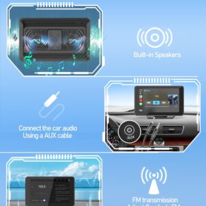 Wireless Car Stereo Compatable with Apple CarPlay and Android Auto,7" HD Portable Bluetooth CarPlay Touch Screen for Car,with Backup Camera Car play for all cars