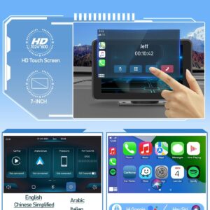 Wireless Car Stereo Compatable with Apple CarPlay and Android Auto,7" HD Portable Bluetooth CarPlay Touch Screen for Car,with Backup Camera Car play for all cars