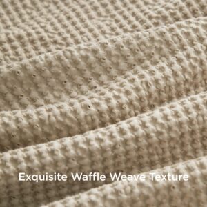 Bedsure Euro Sham Pillow Covers - 100% Cotton Waffle Weave Pillow Shams 2 Pack, Ultra Soft and Cozy Throw Pillow Covers for Bed Pillows, Decorative Euro Shams for Sofa and Couch, Khaki, 26x26 Inches