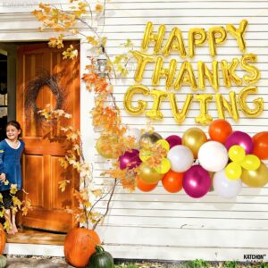 KatchOn, Happy Thanksgiving Balloons Arch - Pack of 34 | Fall Balloon Arch Kit for Thanksgiving Arch Decor | Thanksgiving Balloon Arch Kit for Thanksgiving Party Decorations | Fall Party Decorations