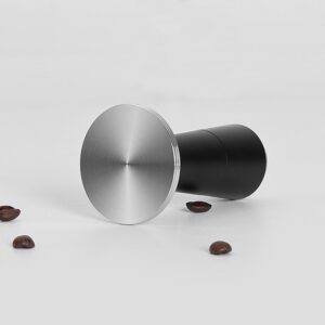 Coffee Tamper 58.5mm WDT Espresso Distribution Tool 2 In 1 Stainless Steel Tamper 7 Needles Stirrer with Extra 3 Replaceable Needles Aluminum Alloy Handle with Magnetic Black