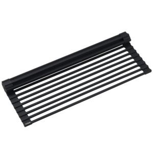 kraus 20.5 in. over sink roll up dish drying rack in jet black