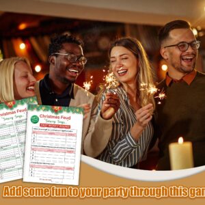 Christmas Feud Games, Feud Trivia Quiz, Party Games for Adults, Family Activities, Baby Shower Game, 30 Feud Cards and 3 Fast Money Round Cards, Winter Party Supplies-LQ5