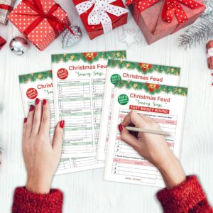 Christmas Feud Games, Feud Trivia Quiz, Party Games for Adults, Family Activities, Baby Shower Game, 30 Feud Cards and 3 Fast Money Round Cards, Winter Party Supplies-LQ5