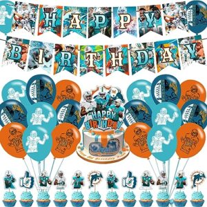 dolphins party decorations,dolphins birthday party supplies includes banner - cake topper - 12 cupcake toppers - 18 balloons