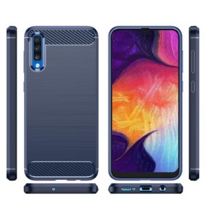 EUAGVQY for Samsung A50 Galaxy A50 Galaxy A50S Case Carbon Fiber Soft TPU Anti-Slip Durable Lightweight Protective Phone Cover for Samsung Galaxy A50（Blue）