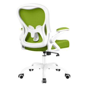 winrise office chair desk chair, ergonomic mesh computer chair home office desk chairs, swivel task chair mid back breathable rolling chair with adjustable lumbar support flip up armrest (green)