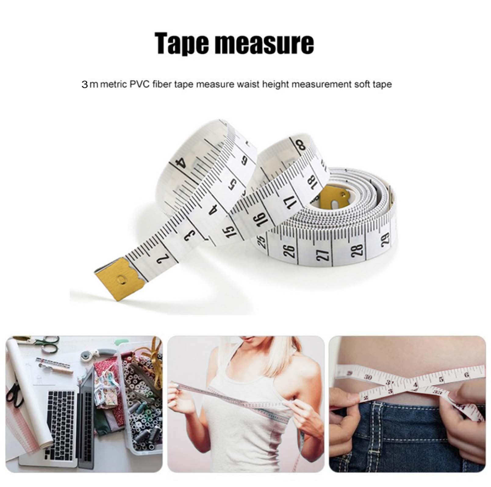 Oboteny 2Pcs Tape Measure Measuring Tape for Body, 120-Inch Double Scale Sewing Flexible Ruler for Weight Loss Body Measurement Tailor Craft Vinyl Body Measurement Tape(White, Yellow)