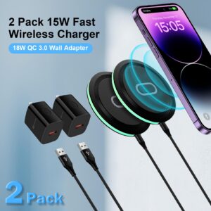 15W Wireless Charger Pixel Fast Charging Station for Google 8A 8 Pro 7 Pro 7A 6 Pro 5 4XL,Wireless Charger Pad with QC Adapter Samsung Galaxy S24 S23 FE S22 S21 S20 Note 20,Motorola Edge X50 Ultra Pro