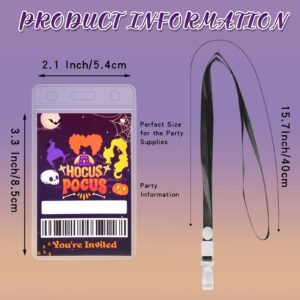 WANGDEFA 10 Set Hocus Pocus Party Favor Invitations Cards Halloween Theme Birthday Invitations with Lanyard Witch for Adults Costume Birthday Invitation Favor Supplies