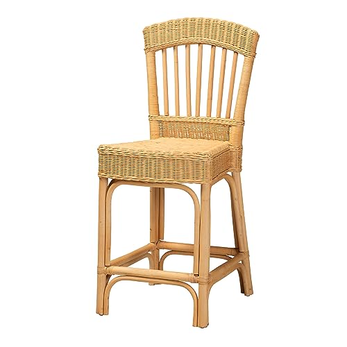 bali & pari Barito Rattan Stool, Counter Height, Light Honey