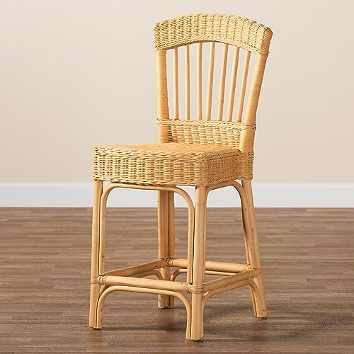 bali & pari Barito Rattan Stool, Counter Height, Light Honey