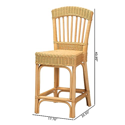 bali & pari Barito Rattan Stool, Counter Height, Light Honey