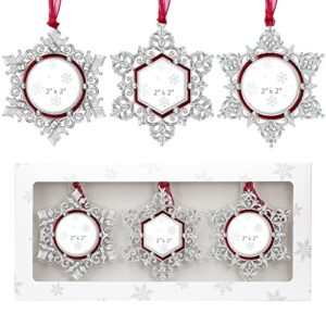 west style 2023 snowflake christmas tree ornaments set 3 pieces-metallic picture frame hanging home deco hanging pendant holiday keepsake gift (red, 3 pieces)