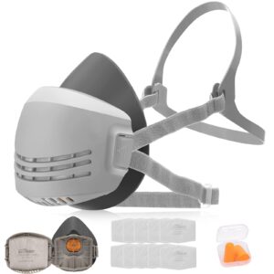 ougulie reusable respirator mask lightweight portable to protection against dust, fumes, asbestos and other airborne particles while painting, spraying, polishing and more